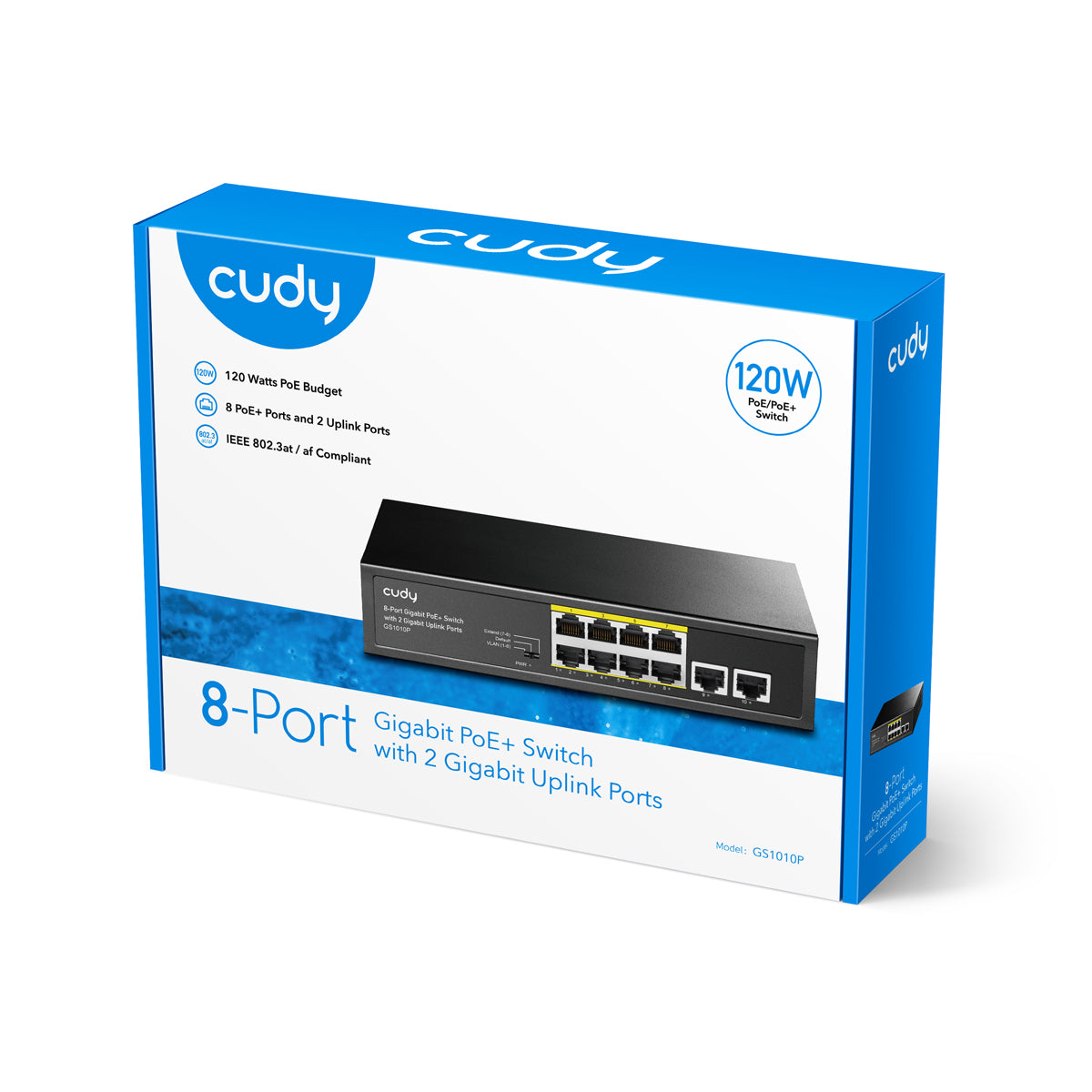 8-Port Gigabit PoE+ Switch with 2 Gigabit Uplink Ports, GS1010P 1.0 – Cudy