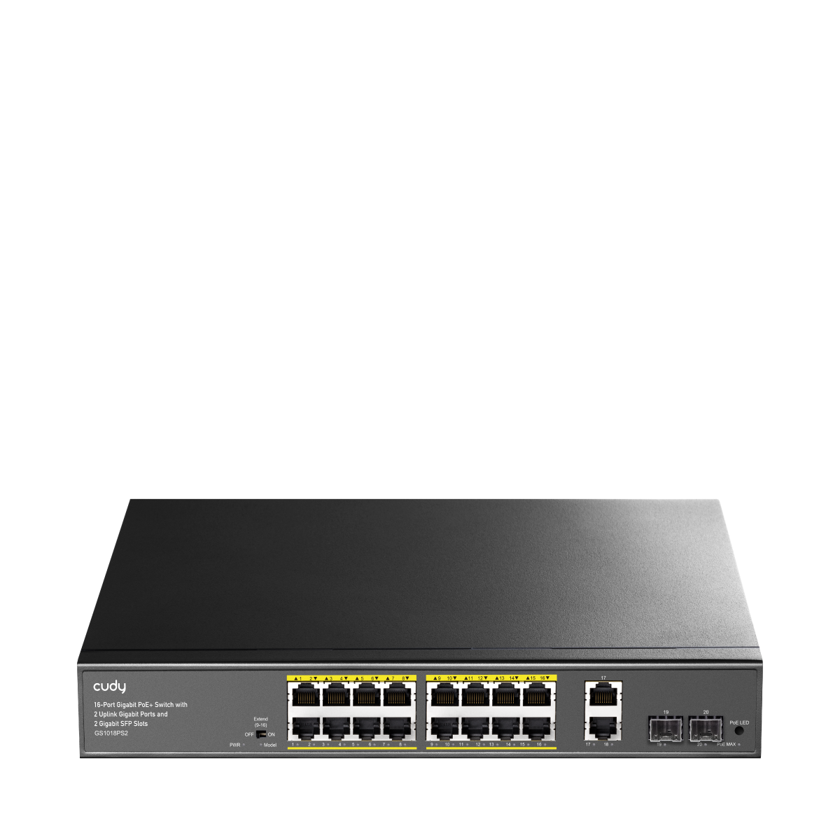 16-Port Gigabit PoE Switch with 2 GbE and 2 SFP, GS1018PS2 1.0 – Cudy