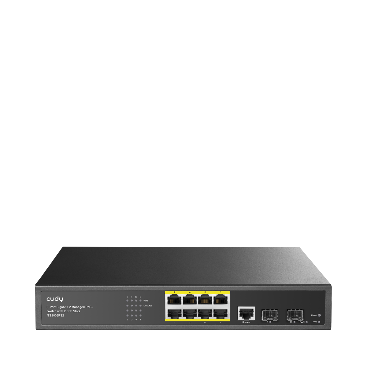 8-GbE PoE L2 Managed Switch with 2-SFP, GS2008PS2 1.0 – Cudy