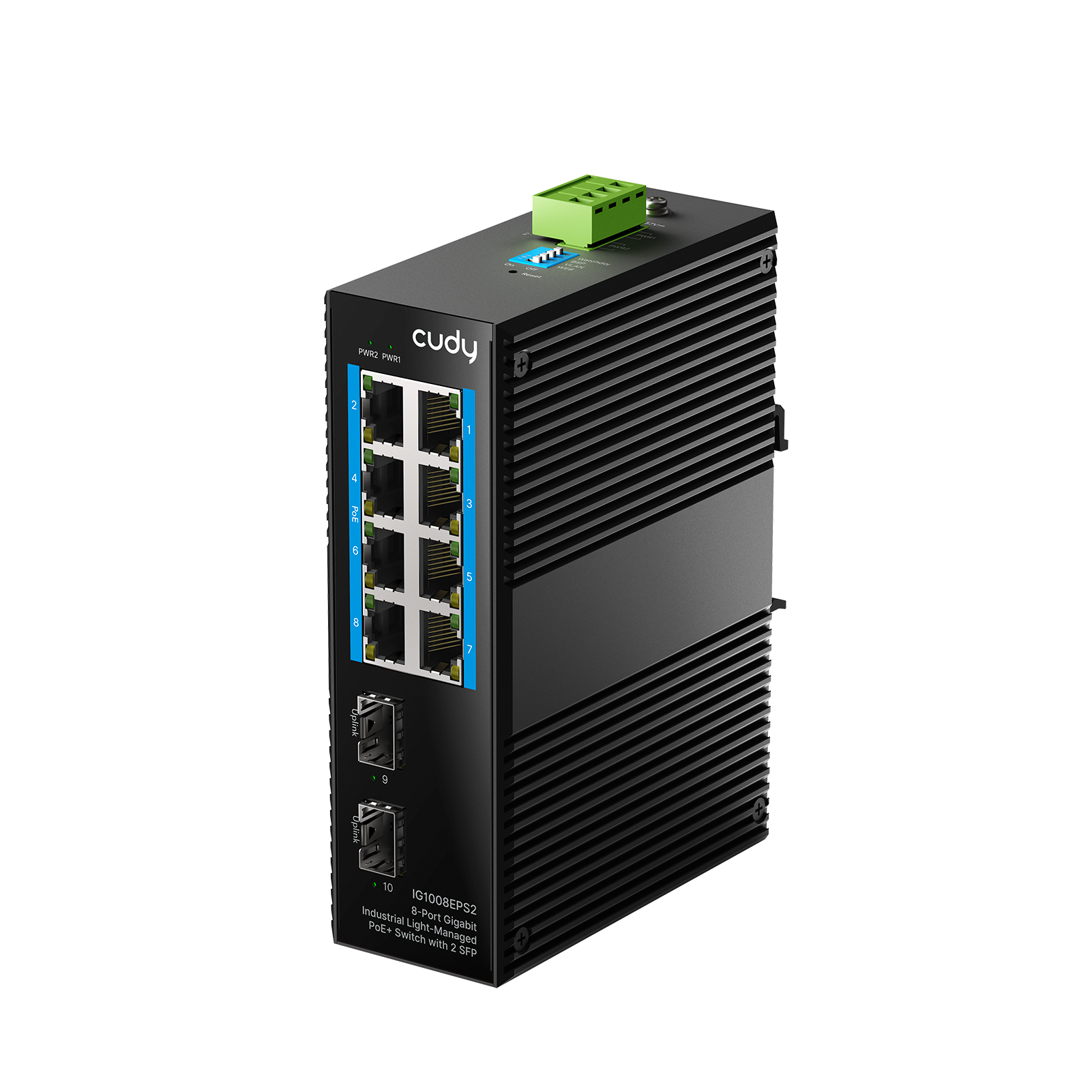 8-Port Gigabit Industrial Easy-Managed PoE+ Switch with 2 SFP, IG1008E ...