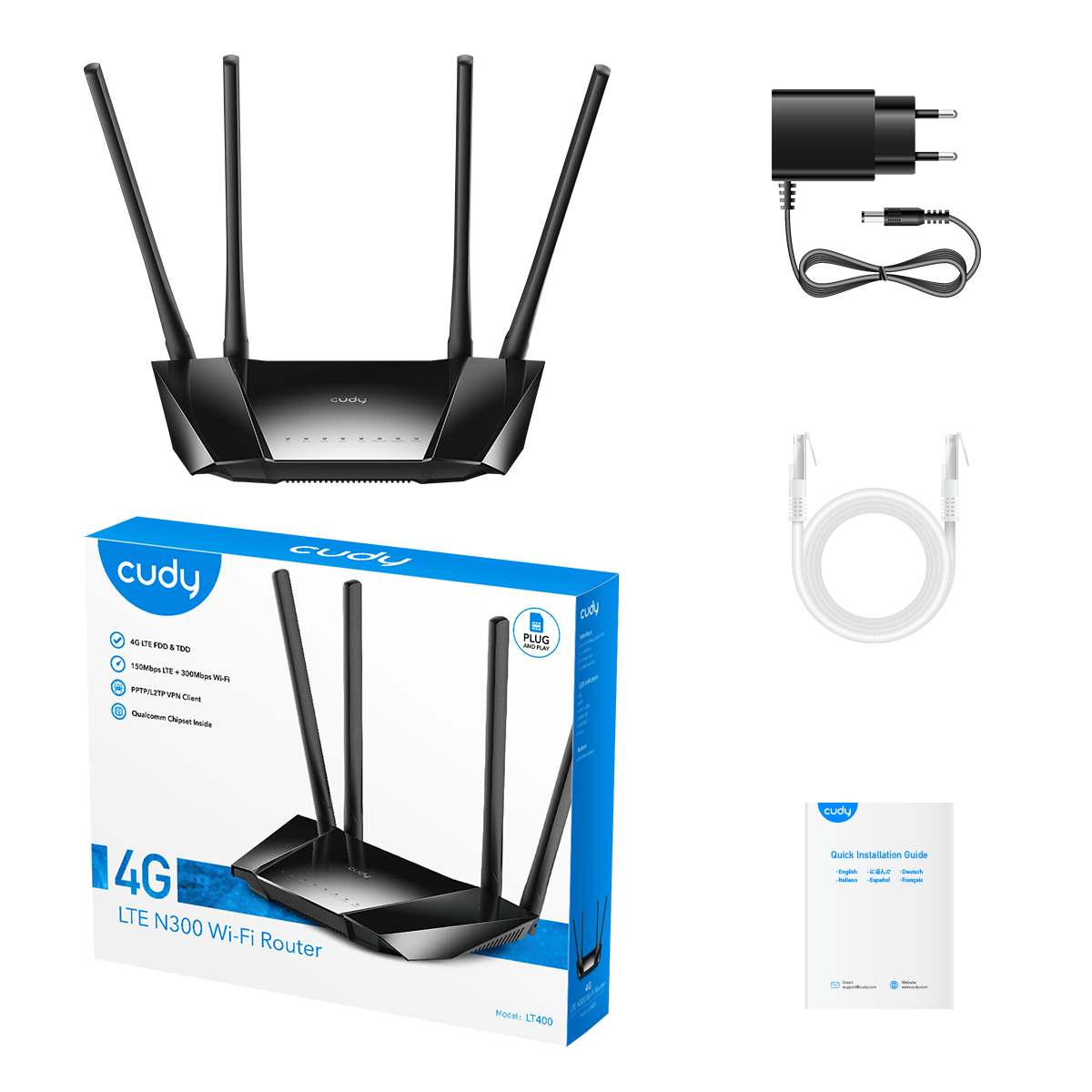 4G N300 Wi-Fi Router, LT400 2.0 – Cudy