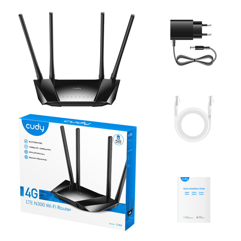 4G N300 Wi-Fi Router, LT400 2.0 – Cudy