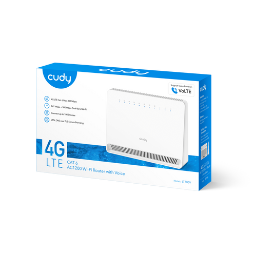 4G Cat 6 AC1200 Wi-Fi Router with Voice, LT700V 1.0 – Cudy