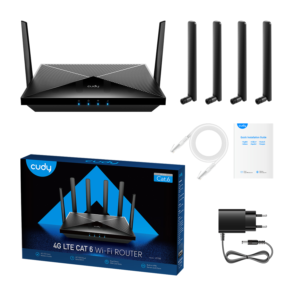 4G Cat 6 AC1200 Wi-Fi Router, LT700 1.0 – Cudy