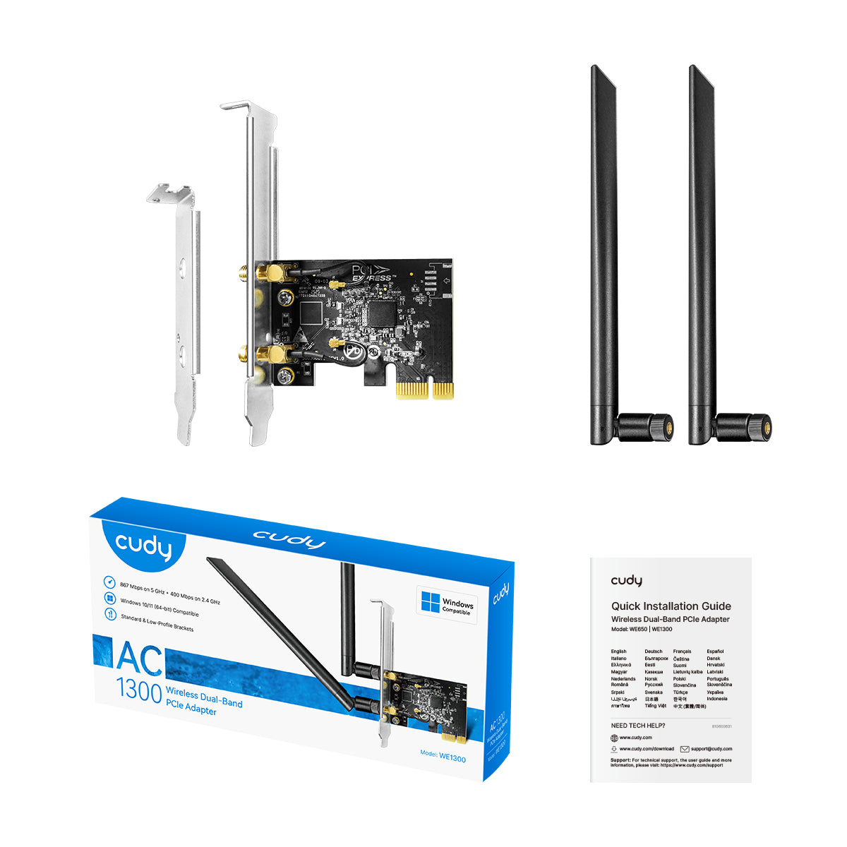 AC1300 Wireless Dual-Band PCI-E Adapter, WE1300 1.0 – Cudy