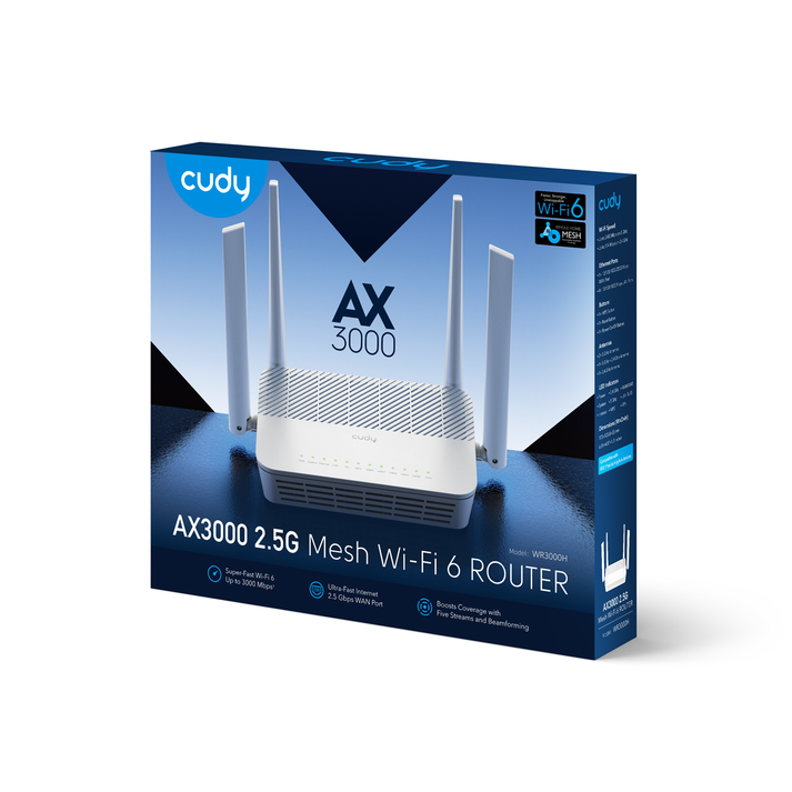 AX3000 2.5G Mesh Wi-Fi 6 Router, WR3000H 1.0 – Cudy