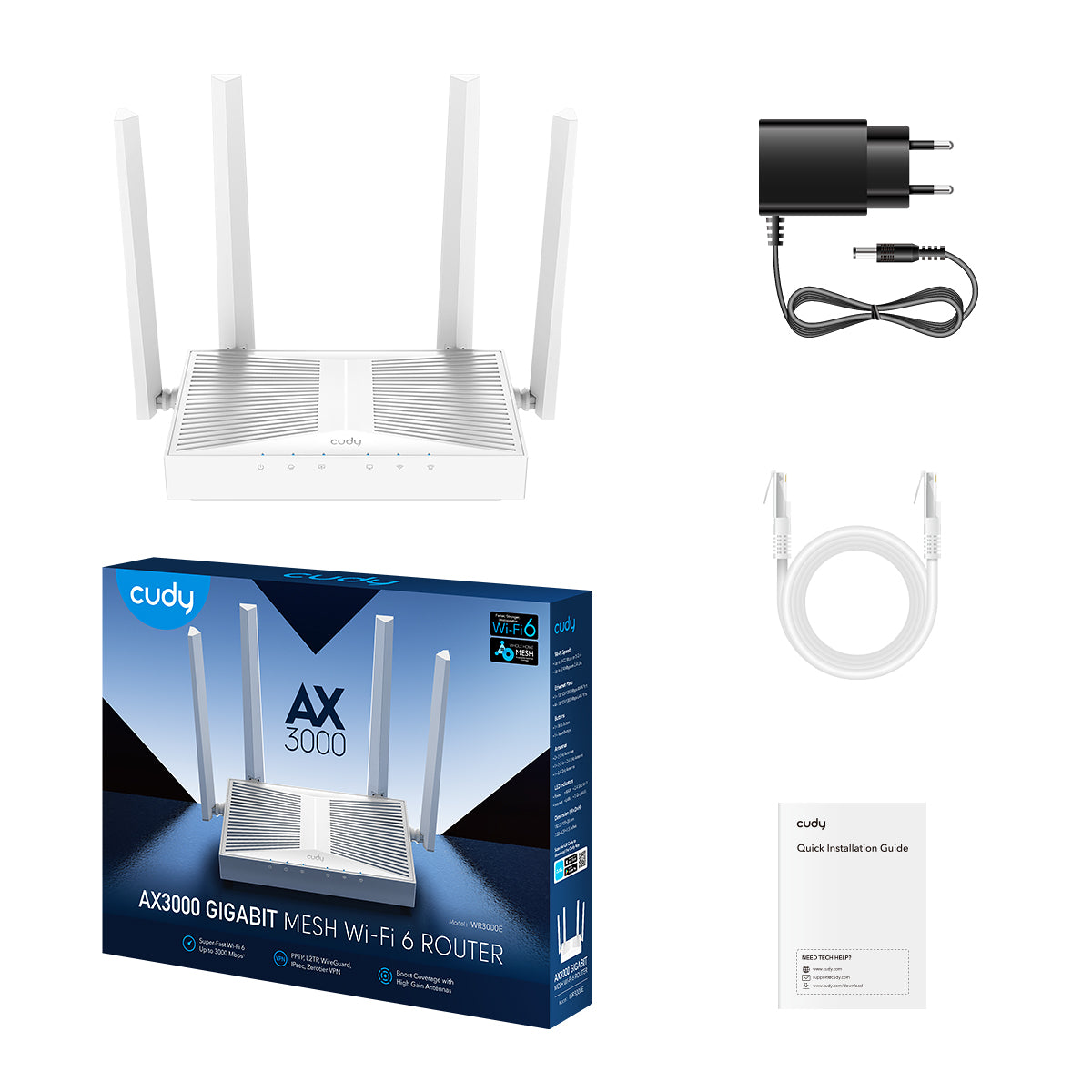 AX3000 Gigabit Mesh Wi-Fi 6 Router, WR3000E 1.0 – Cudy