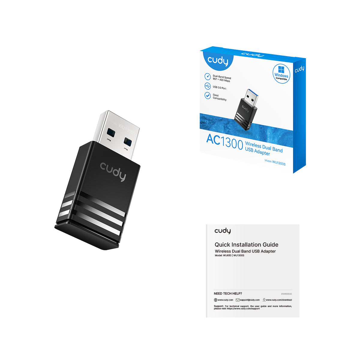AC1300 Wi-Fi USB Adapter, WU1300S 2.0 – Cudy