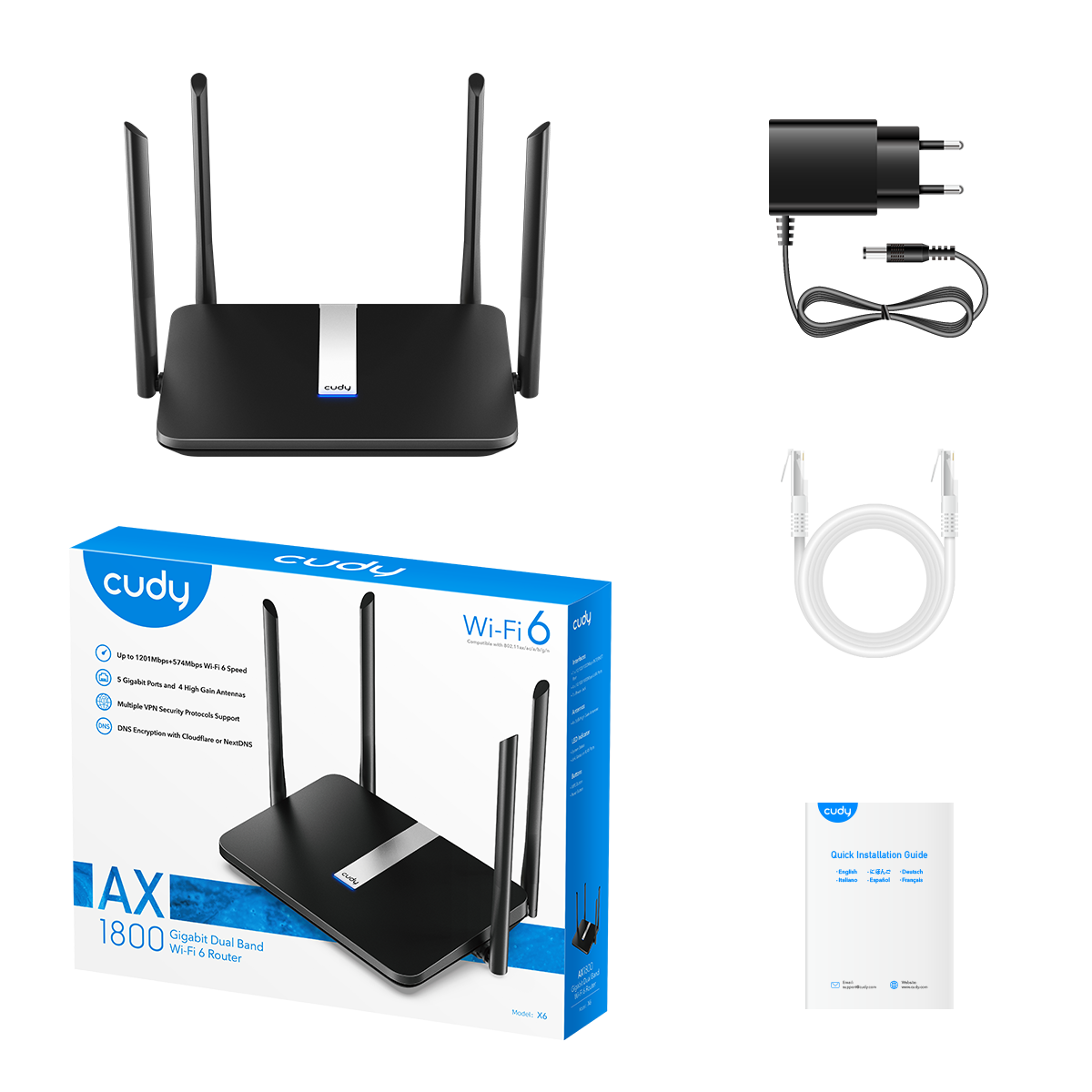 AX1800 Gigabit Mesh Wi-Fi 6 Router, X6 2.0 – Cudy