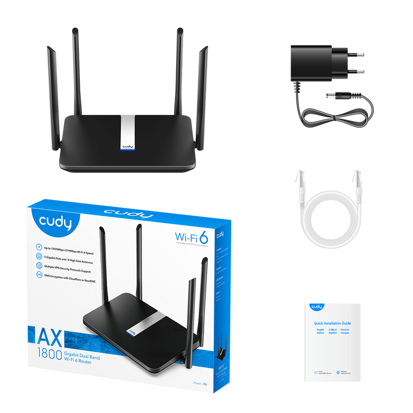 AX1800 Gigabit Mesh Wi-Fi 6 Router, X6 2.0 – Cudy