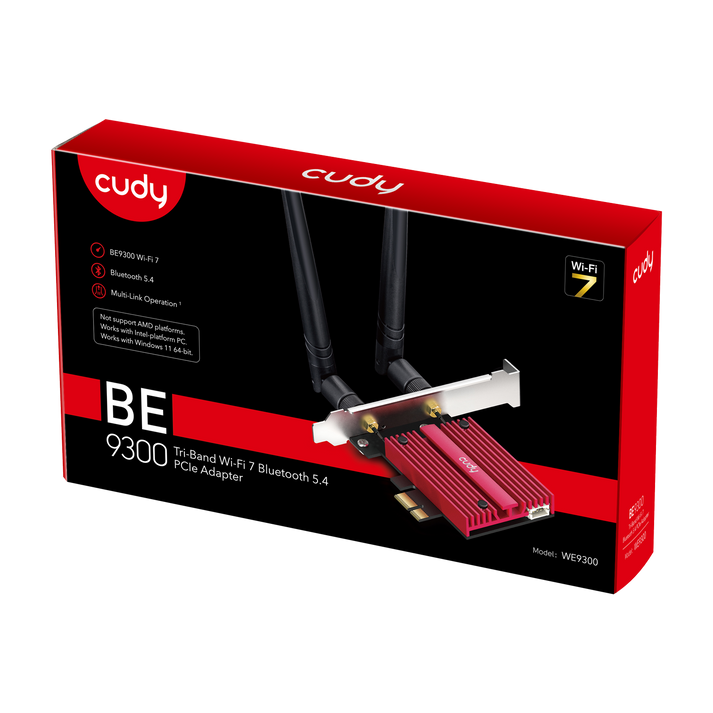 BE9300 Wi-Fi 7 Bluetooth 5.4 PCI-E Adapter, WE9300 1.0 – Cudy